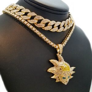 Accessories | Son Goku Pendant W 18 Full Iced Choker Chain Set | Poshmark